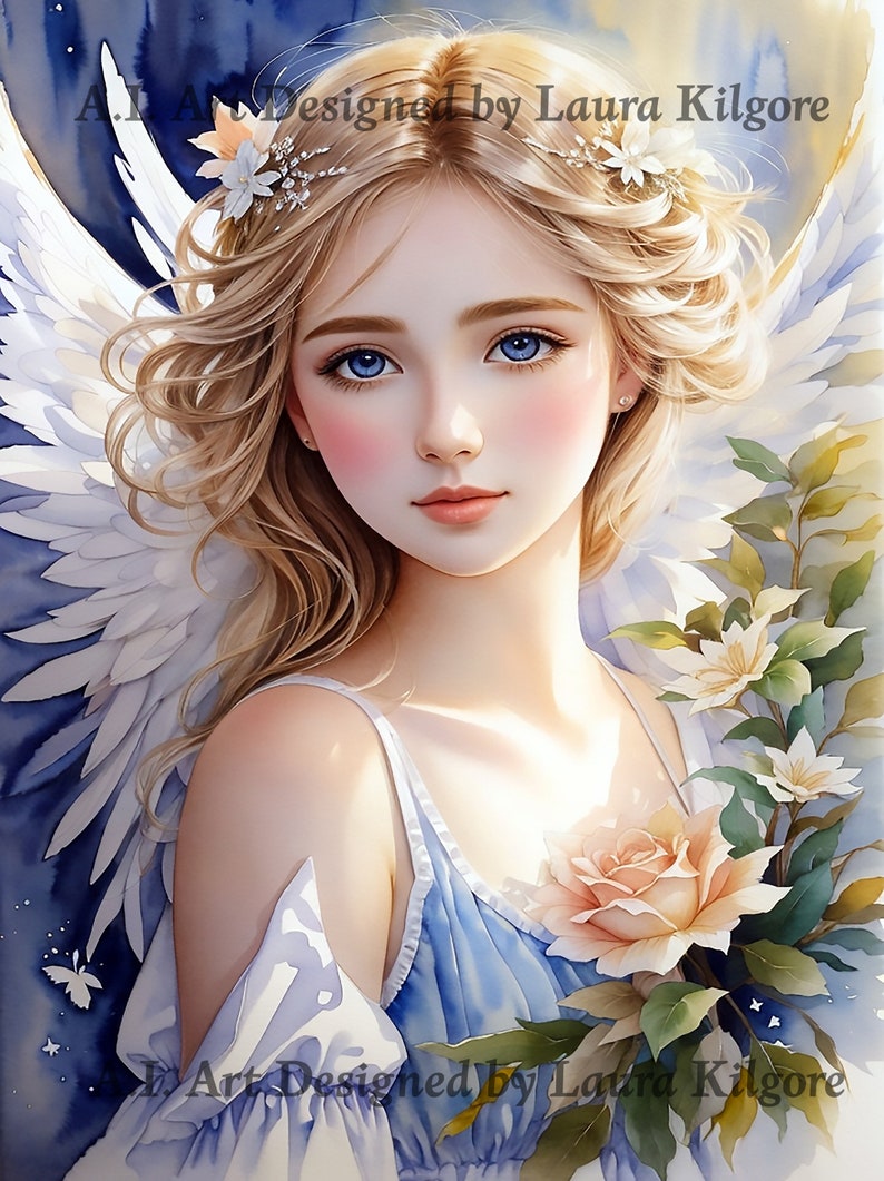 Angel Coloring Pages: "dina" Greyscale Illustrations (PDF Printable) - Etsy