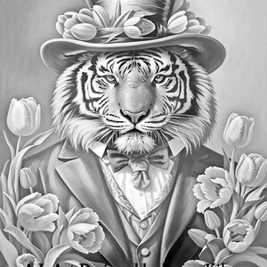 Distinguished Animals Coloring Pages | Greyscale PDF (12 Page Sampler ...