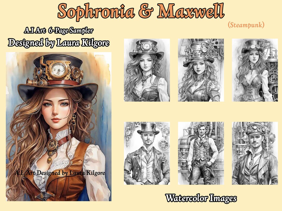 Steampunk Sophronia & Maxwell Coloring Pages (PDF) - Etsy