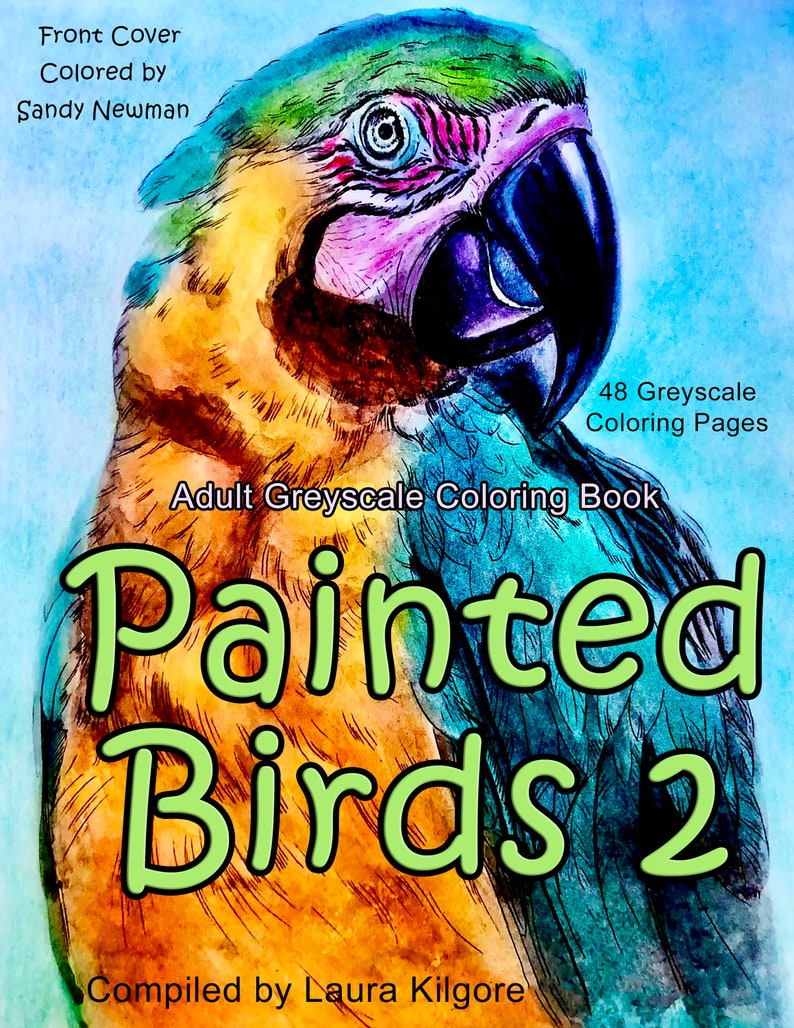 Painted Birds 2: Adult Greyscale Coloring Book (PDF Pattern) - Etsy