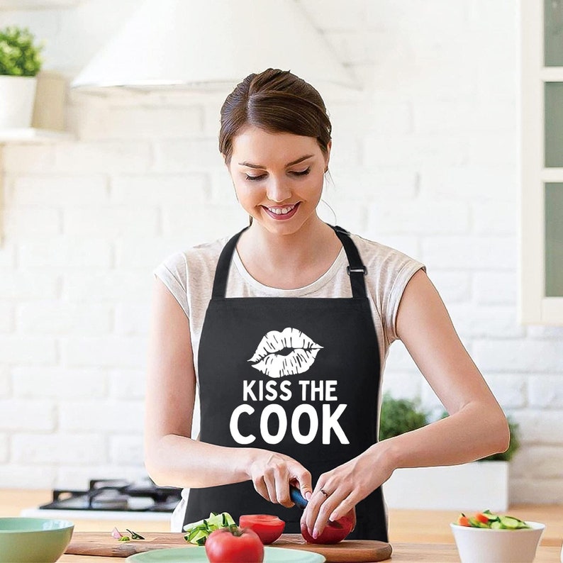 Kitchen Apron Kiss the Cook Perfect Gift for Her | BBQ Cooking Mens ...
