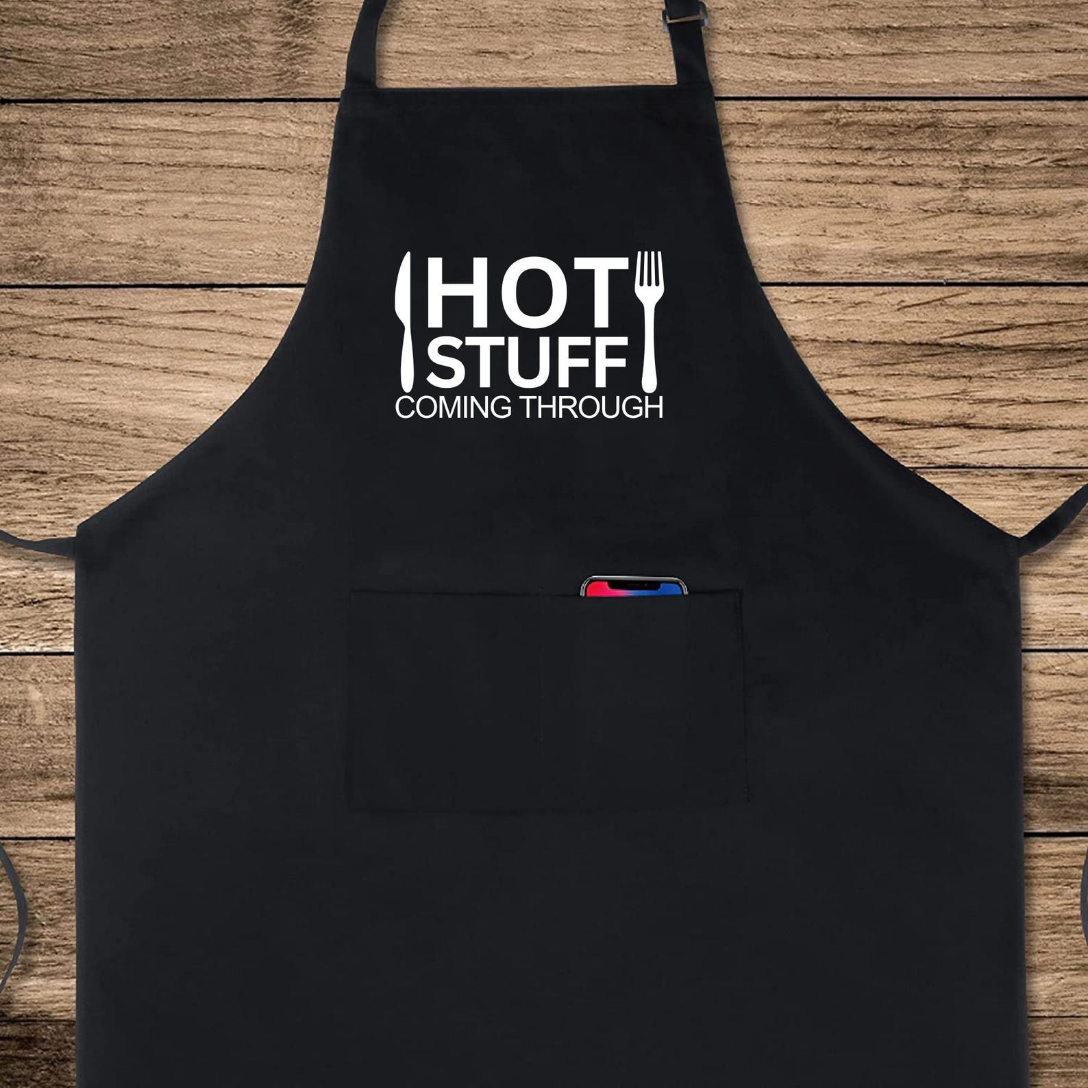 Hot Stuff Coming Through Funny Aprons for Women's Novelty Chef Kitchen ...