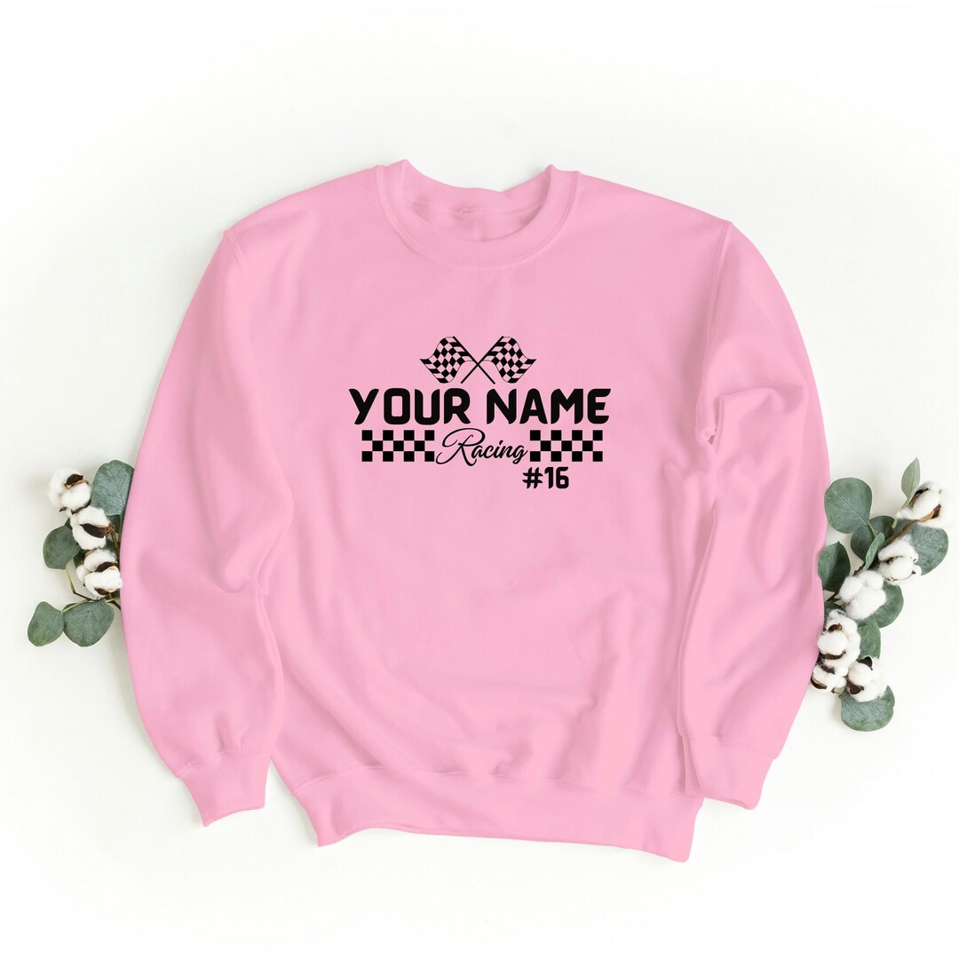 Personalised Racing With Number and Name Sweatshirt, Custom Racing Your ...