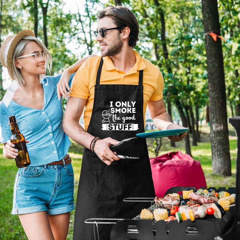 I Only Smoke the Good Stuff Funny Aprons for Fathers Day Anniversary ...