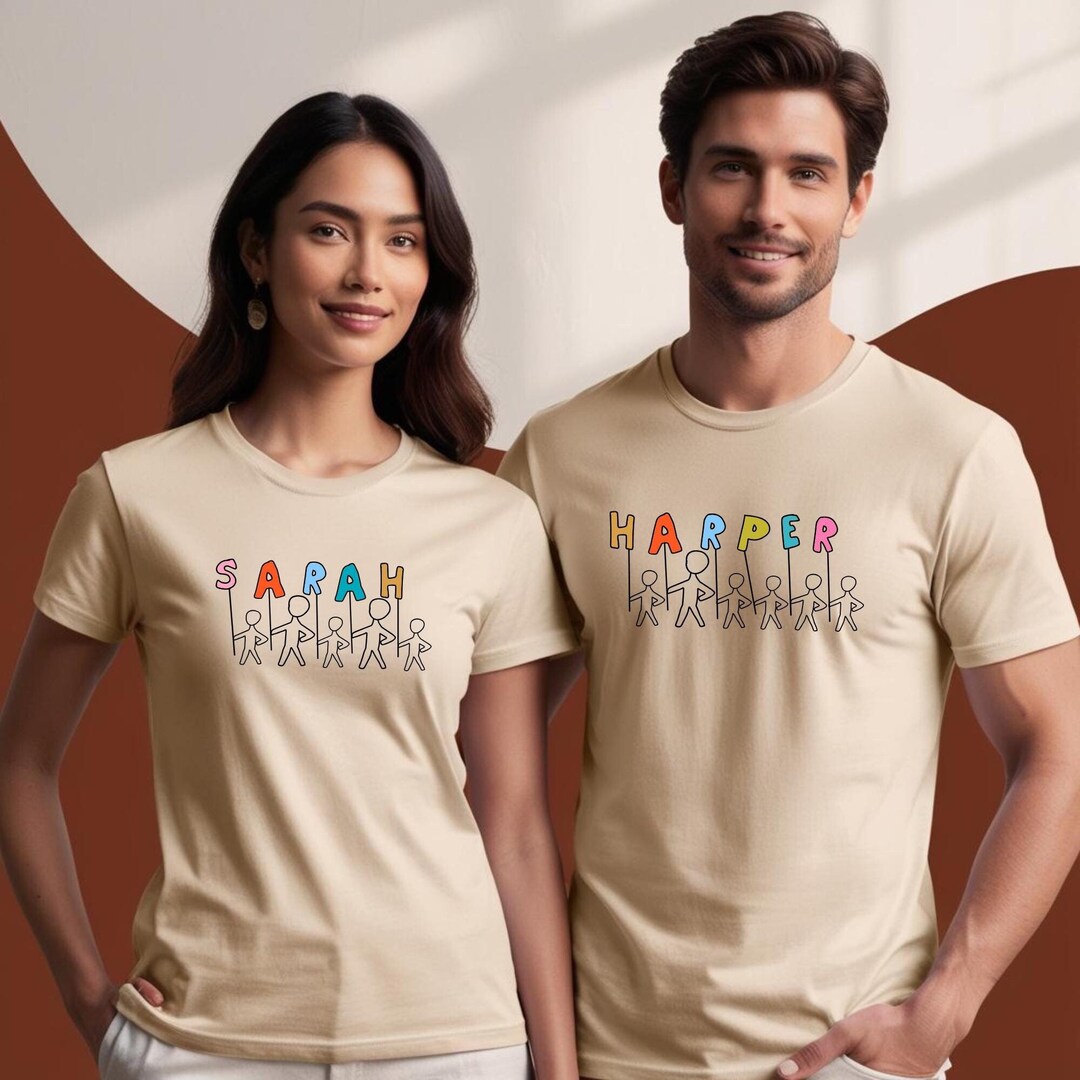 Custom Stick Figure Family T-shirt, Stick Figure for Women and Men ...