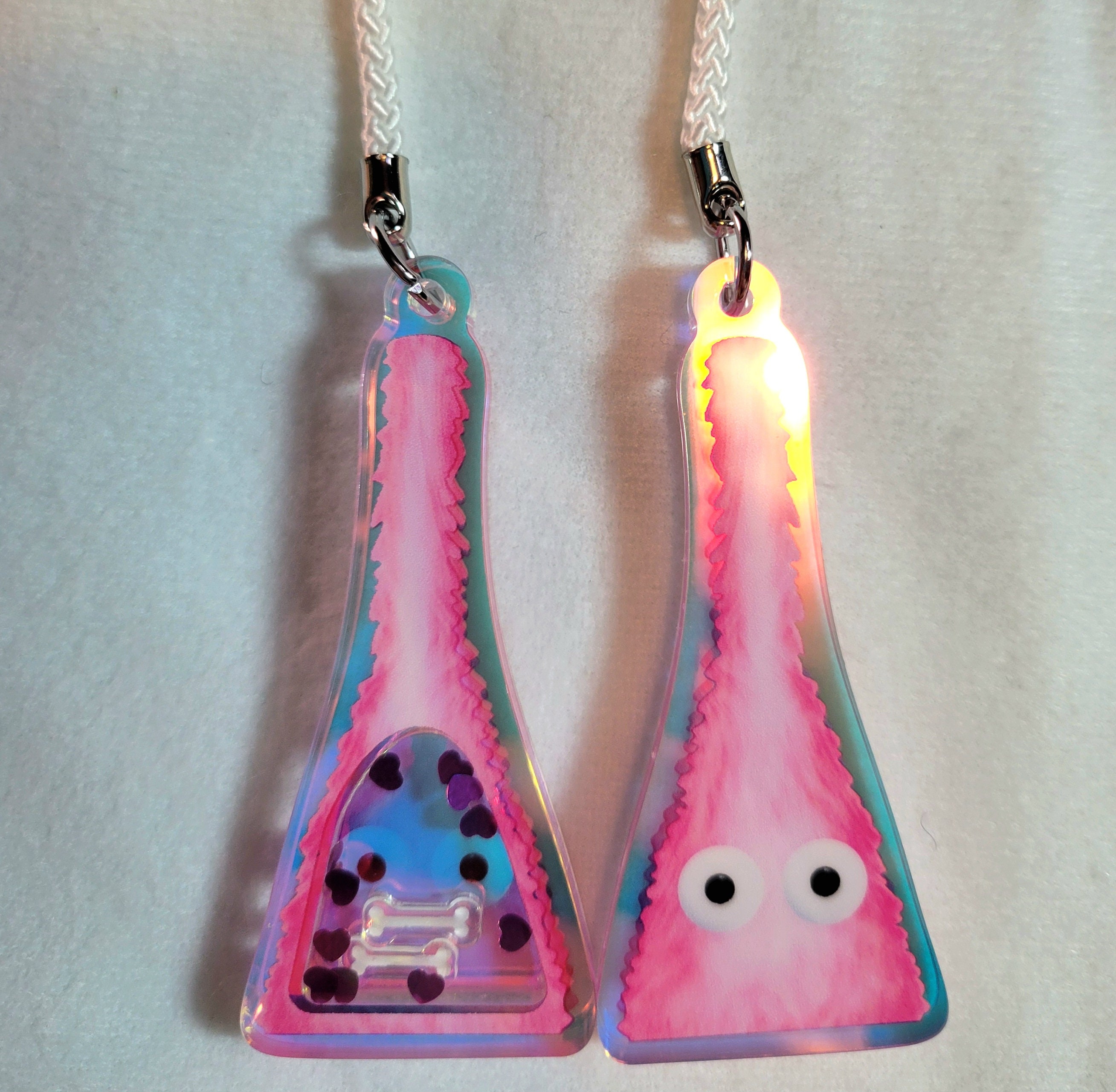 Worm on a String Two Sided Shaker Charm With Bones and Glitter Inside ...