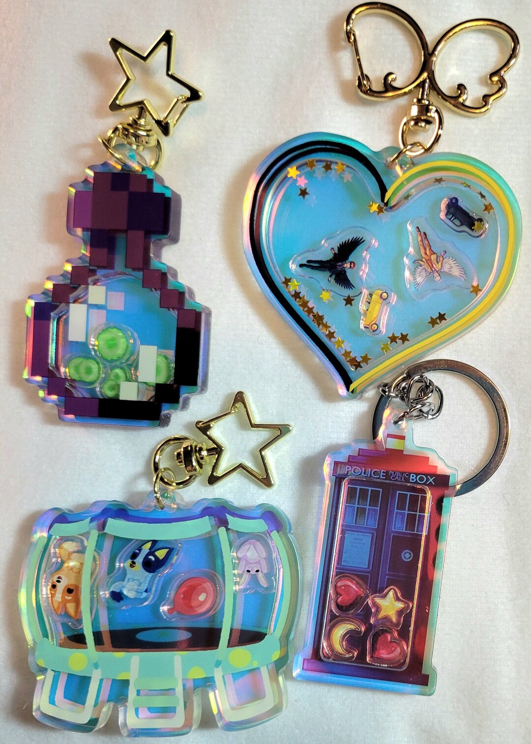 Fandom Shaker Keychains With Rainbow Holographic - Etsy