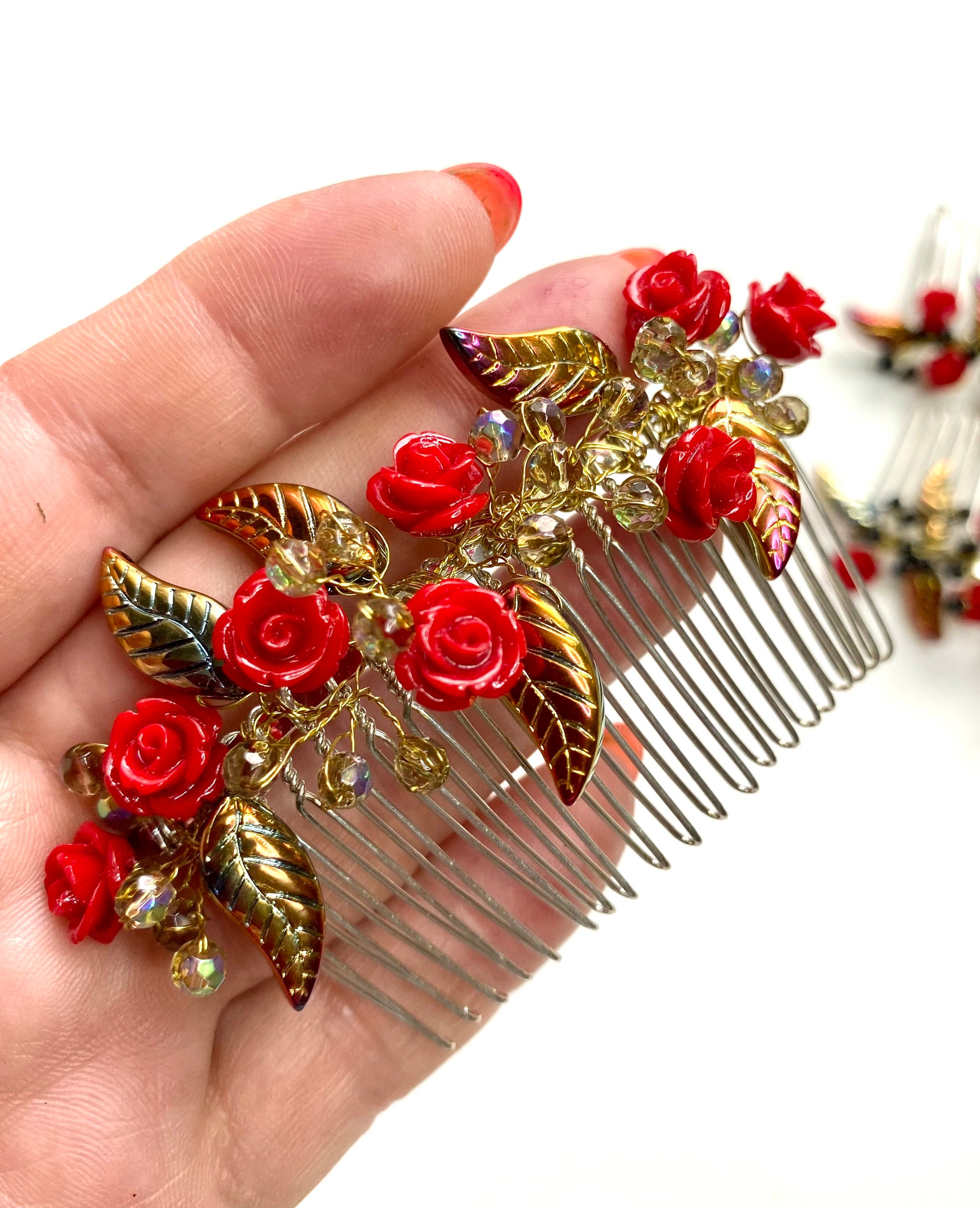 Beaded Beads Flower Hair Comb Event Hair Accessories - Etsy Ireland