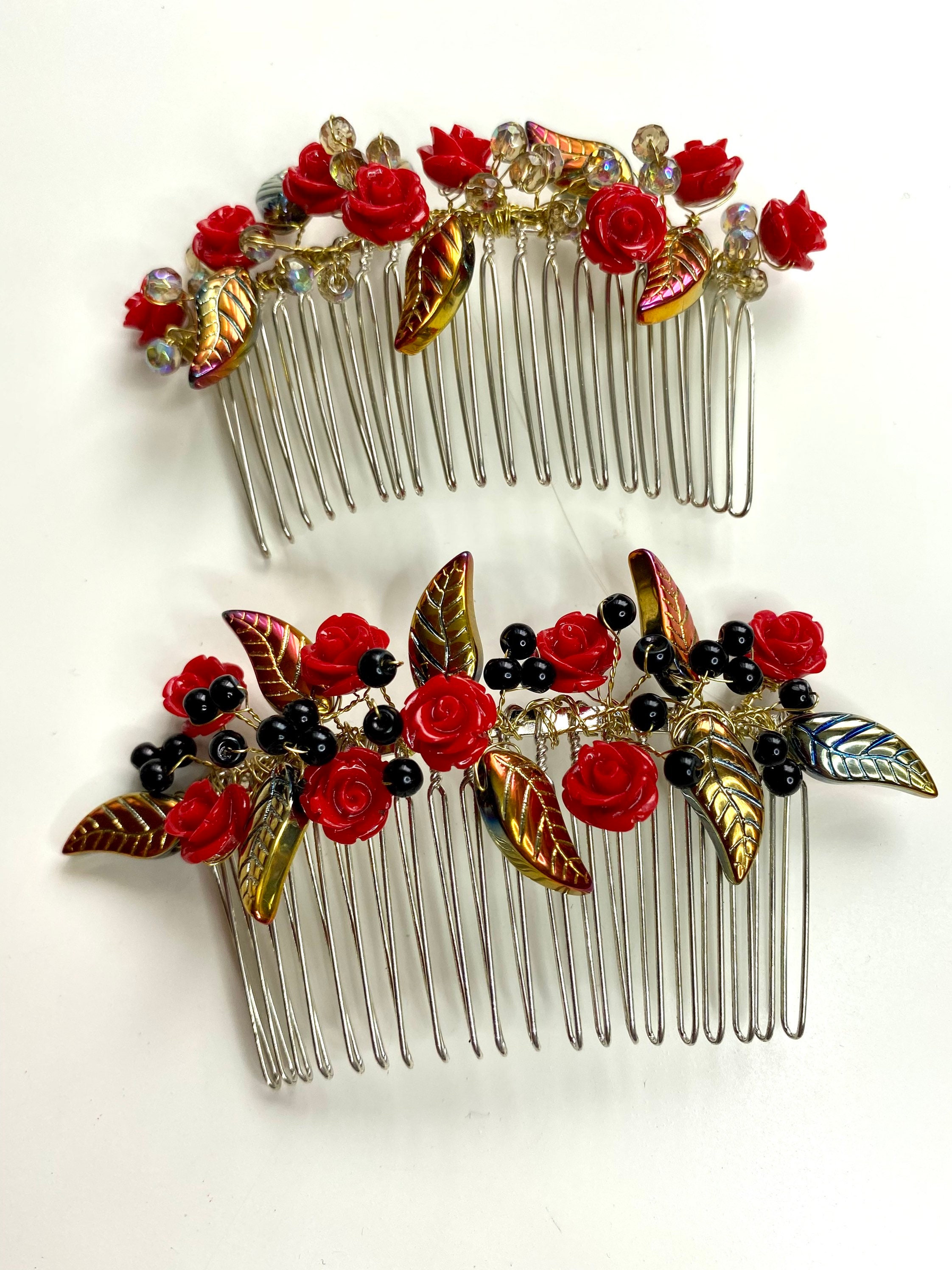 Beaded Beads Flower Hair Comb Event Hair Accessories - Etsy Ireland