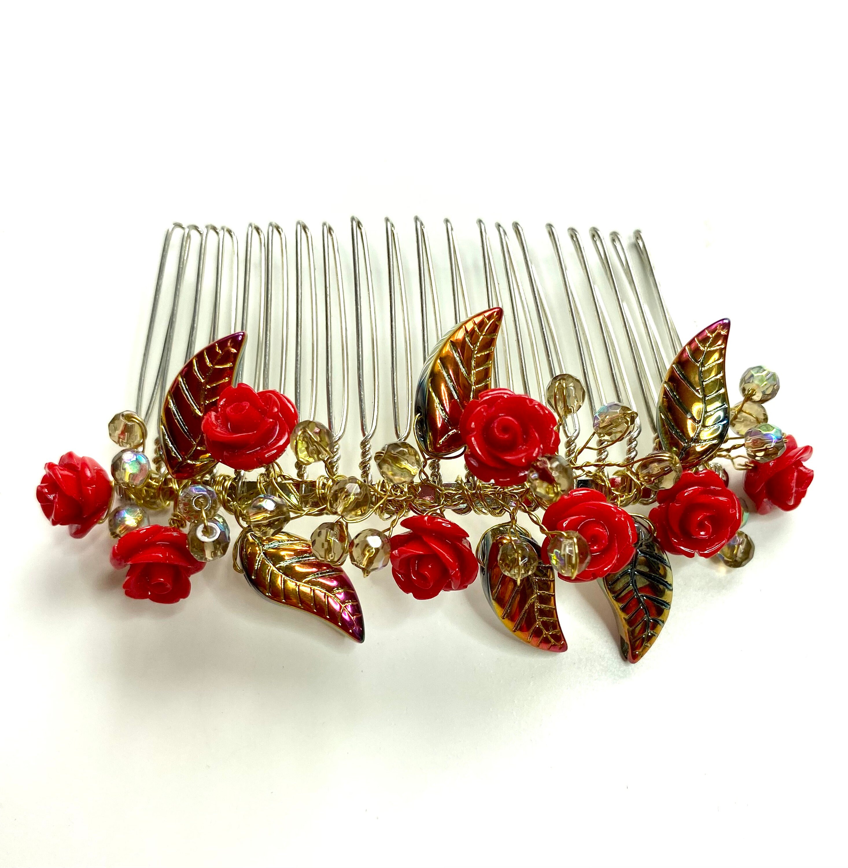 Beaded Beads Flower Hair Comb Event Hair Accessories - Etsy Ireland