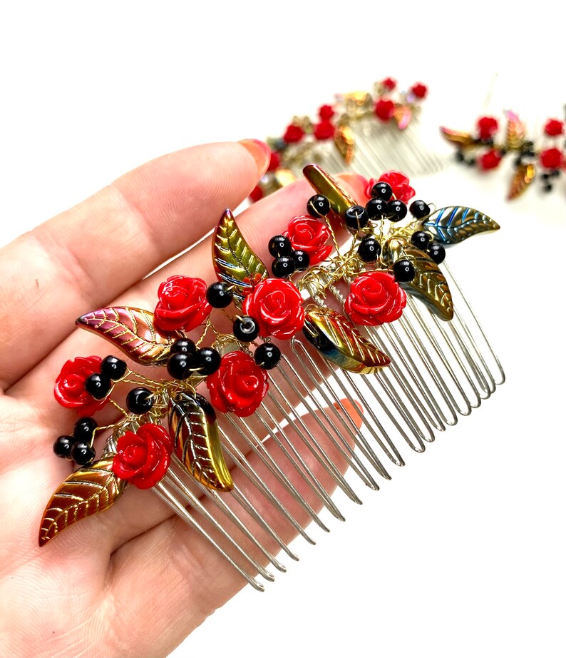 Beaded Beads Flower Hair Comb Event Hair Accessories - Etsy Ireland