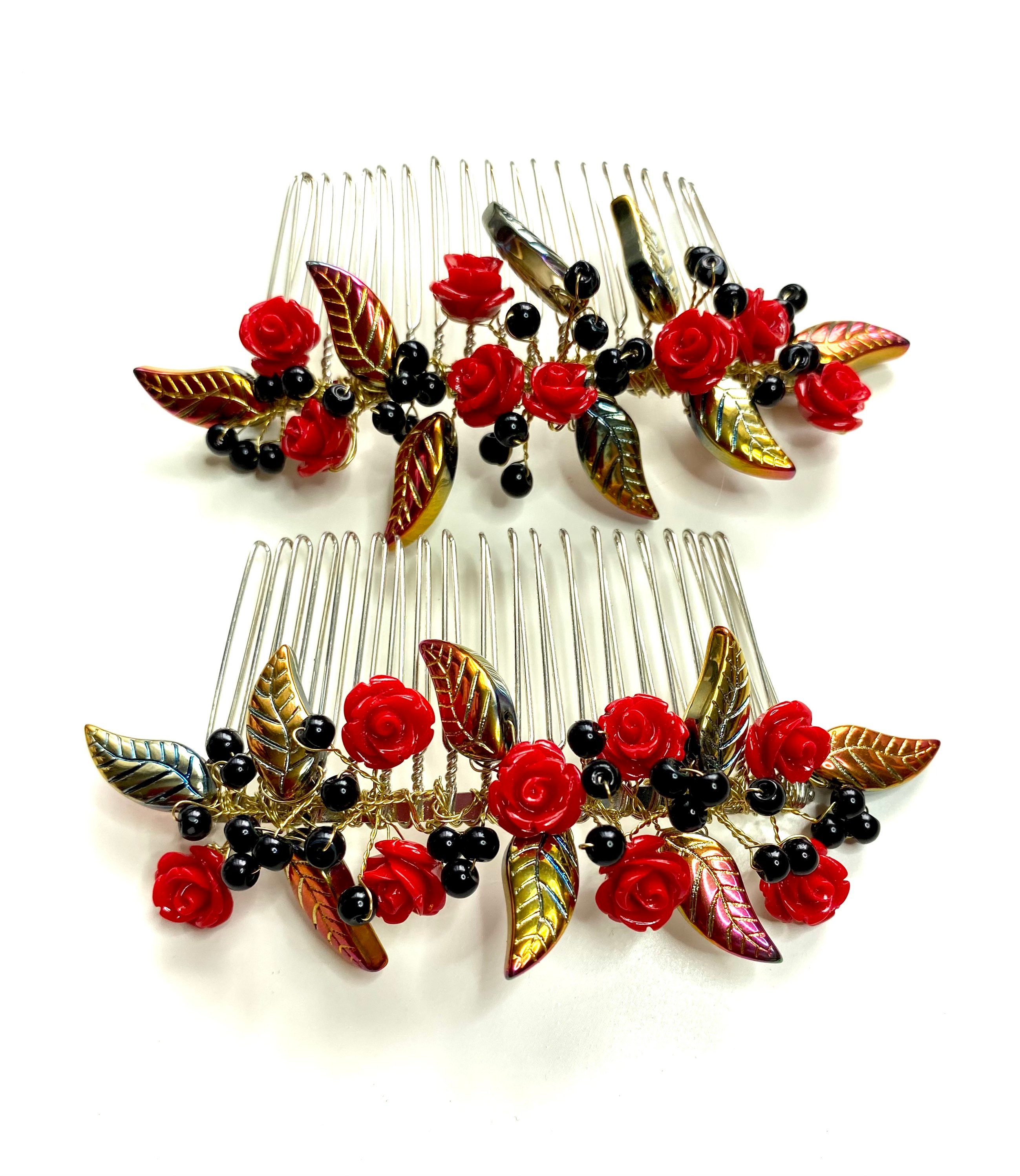 Beaded Beads Flower Hair Comb Event Hair Accessories - Etsy Ireland