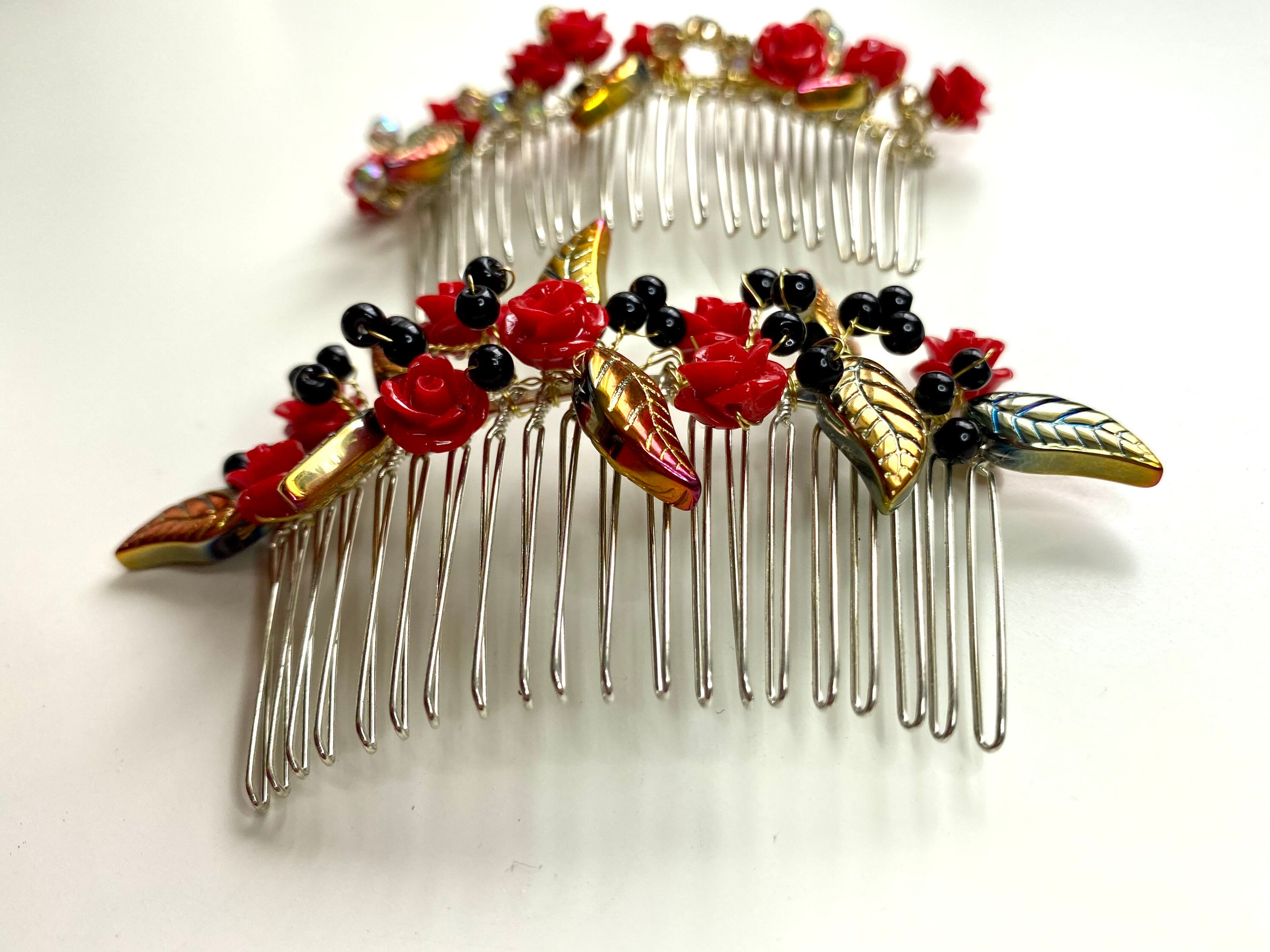 Beaded Beads Flower Hair Comb Event Hair Accessories - Etsy Ireland