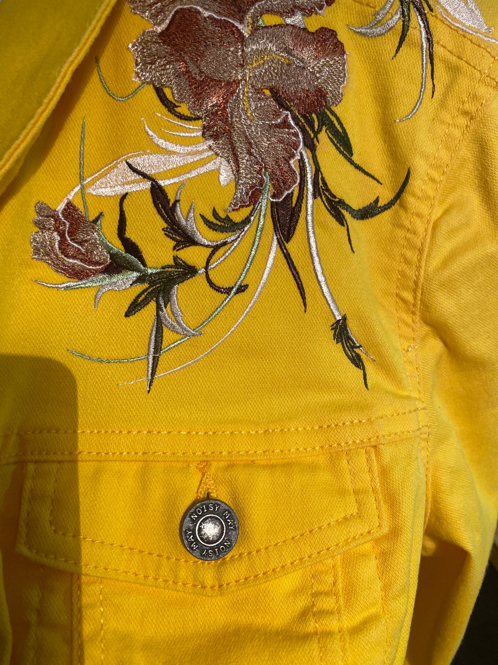 Yellow Women Denim Embroidered Flowers and Butterfly Pattern - Etsy Ireland
