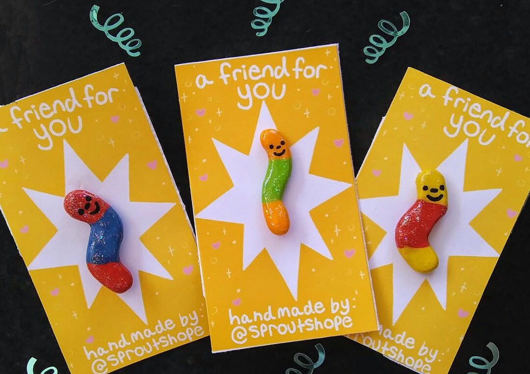 Glittery Cute Gummy Worm Pins - Handmade Clay Pins - Etsy