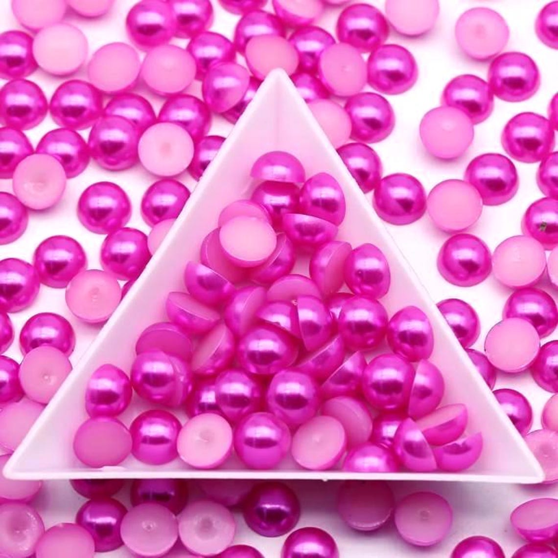 Fuchsia Magenta Flat Back Half Round Bead Pearls - Etsy