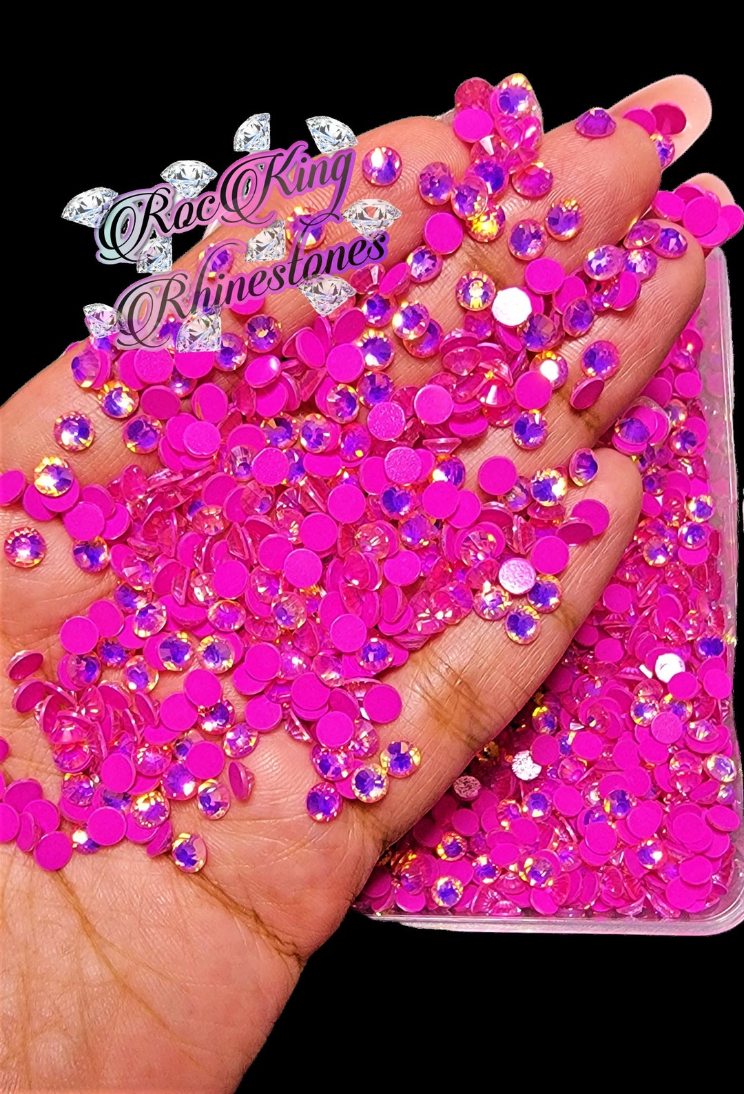 Opal Rose (hot Pink) Luminous Glowing Glass Non-hotfix Rhinestones - Etsy