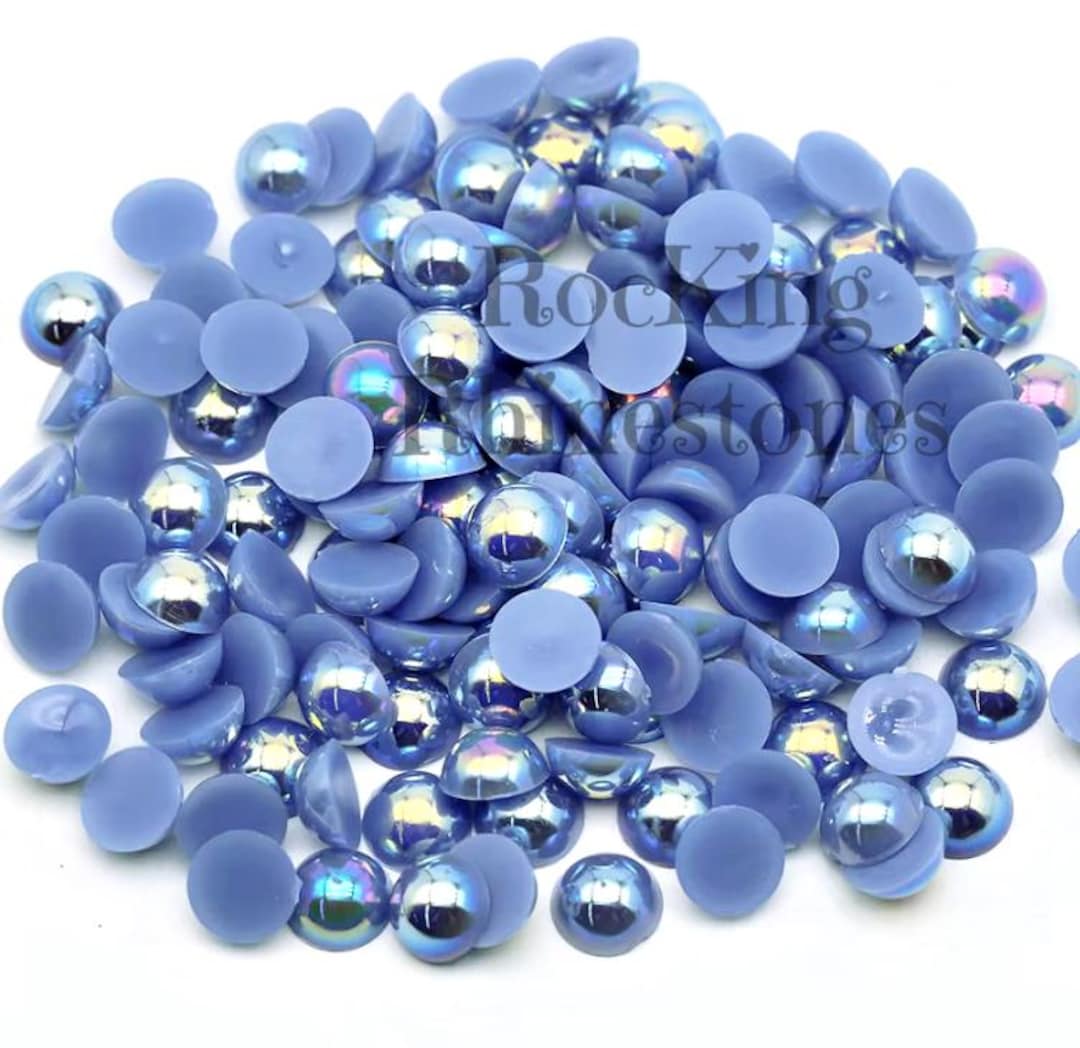 NEW- Denim Blue AB Half Round Flat Back Bead Pearls - Etsy