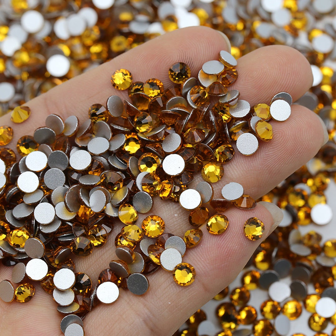 Yellow Topaz Glass High Quality Sparkle Flatback Non-hotfix Rhinestones ...
