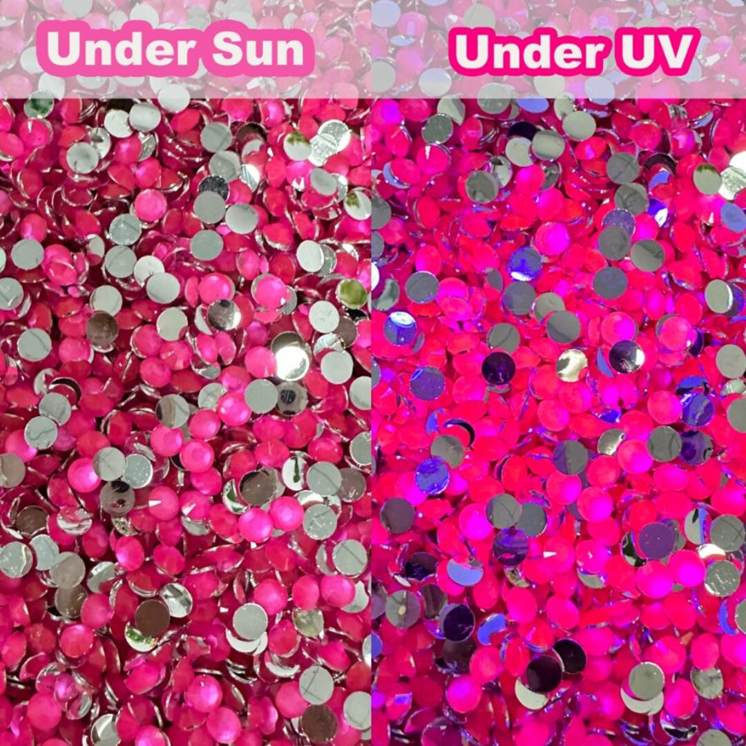 New*neon Pink Glow Under UV Light Fluorescent Resin Rhinestones - Etsy