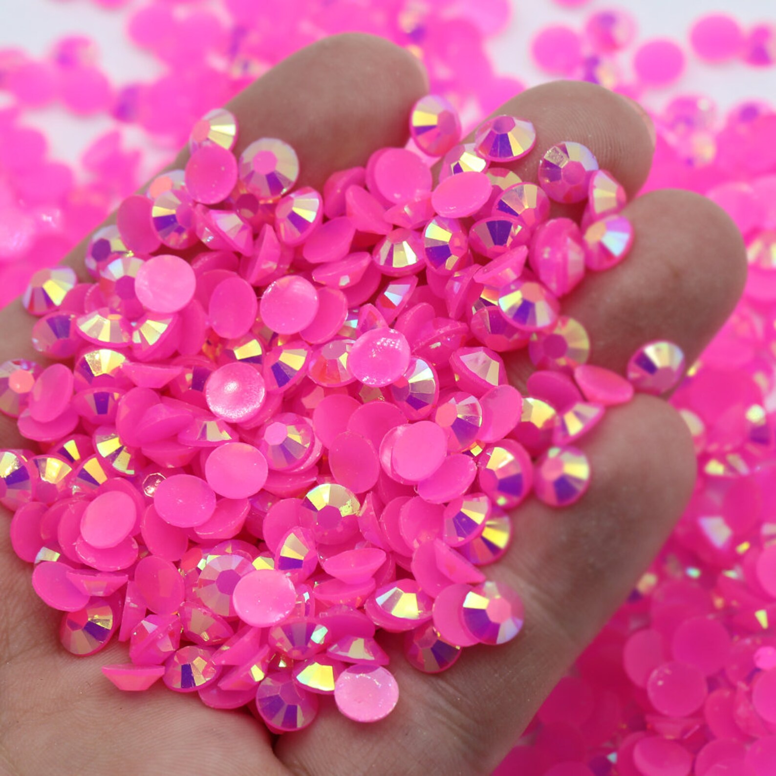 Hot Pink AB Jelly-non-hot Fix Flatback - Etsy