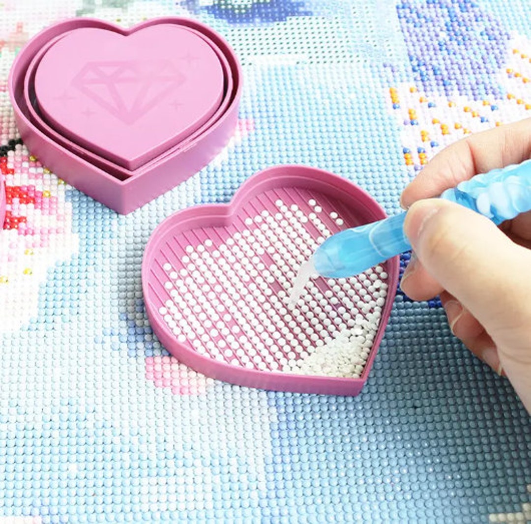 Heart Shaped Plastic Funnel Rhinestone Sorting Tray 2pc Set Nail Art ...