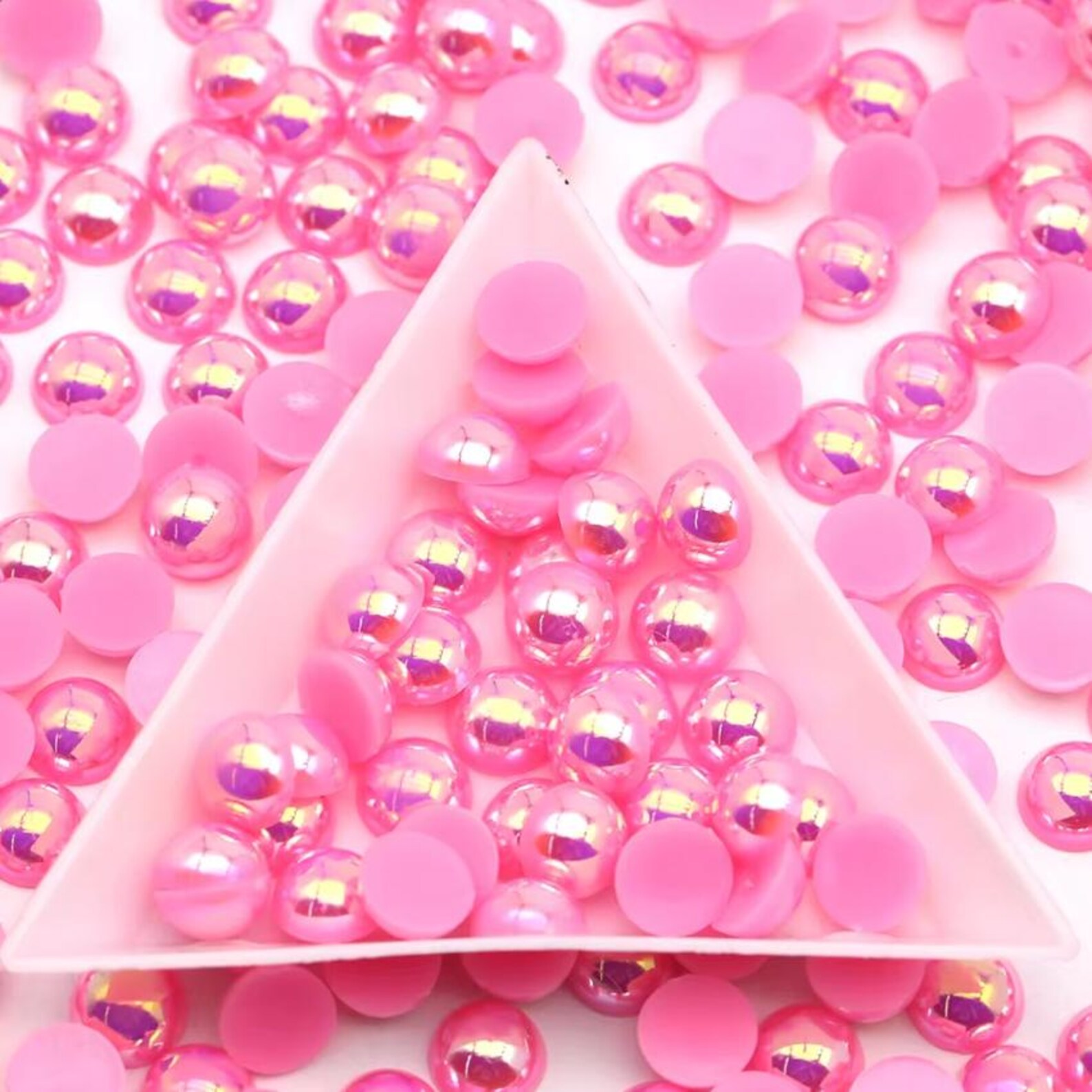 NEW- Bubblegum Pink AB Half Round Flat Back Bead Pearls - Etsy