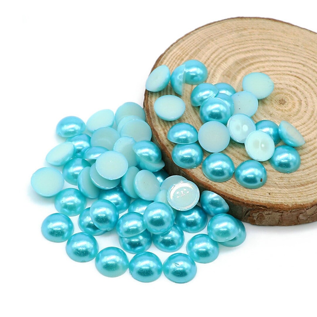 Aqua Flat Back Half Round Bead Pearls - Etsy