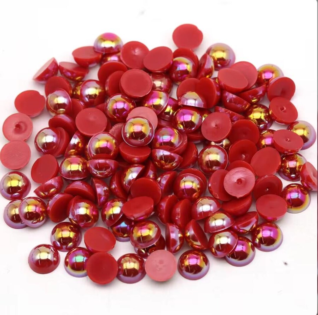NEW-- Red AB (siam AB) Half Round Flat Back Bead Pearls - Etsy