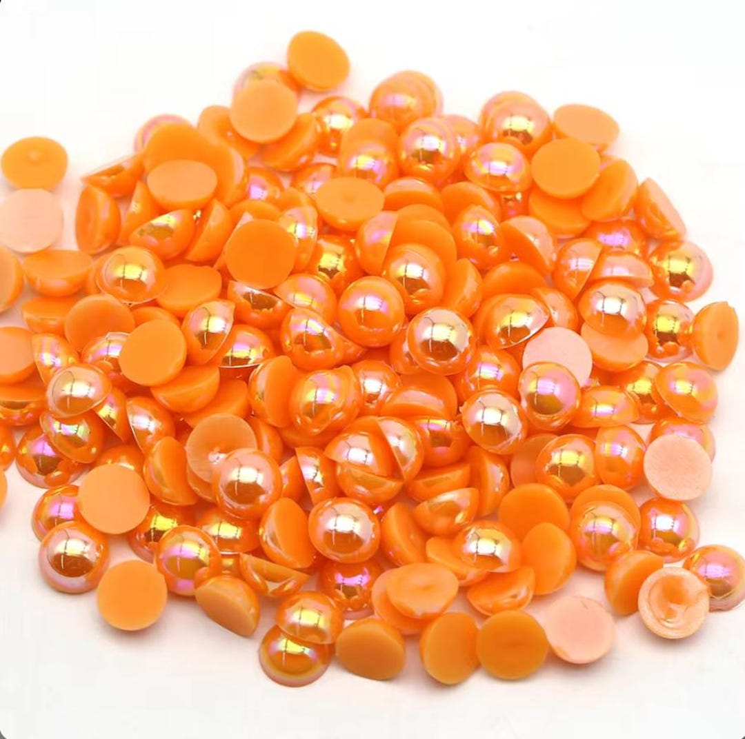 New--orange AB Half Round Flat Back Bead Pearls - Etsy