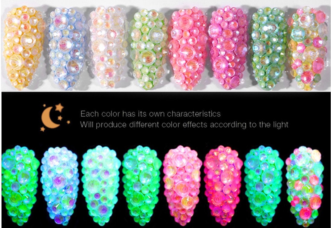 Luminous Pink Glowing Glass Non-hotfix Rhinestones - Etsy