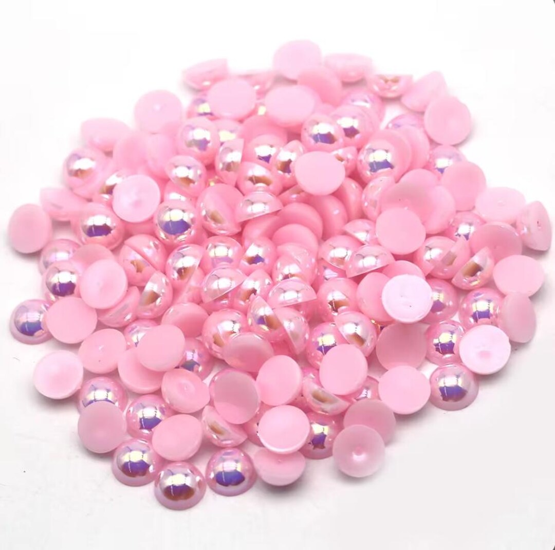 NEW- Baby Pink AB Half Round Flat Back Bead Pearls - Etsy