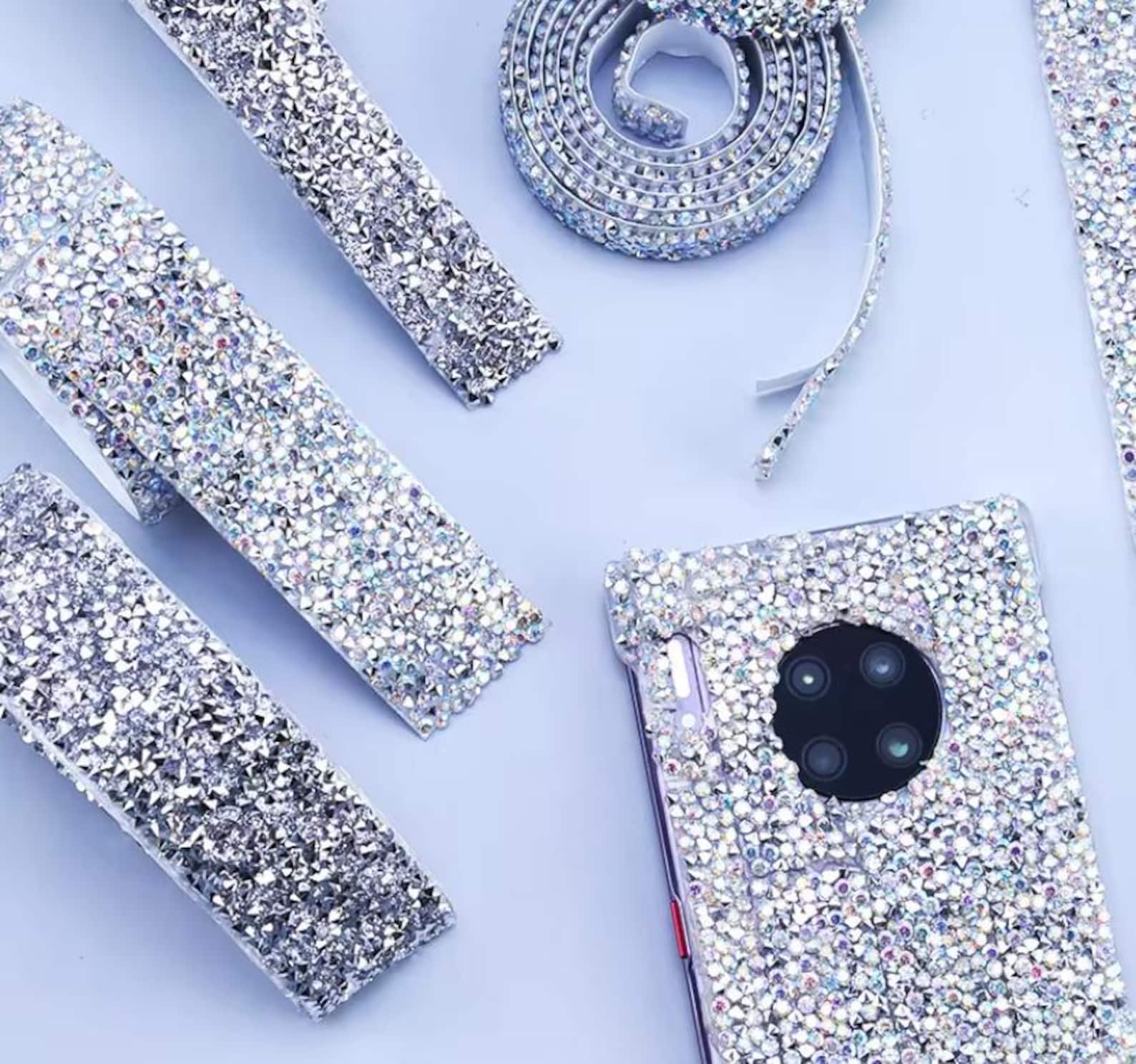 NEW Silver (no AB) 30mm Point Back Self-adhesive Rhinestone Trim Tape ...