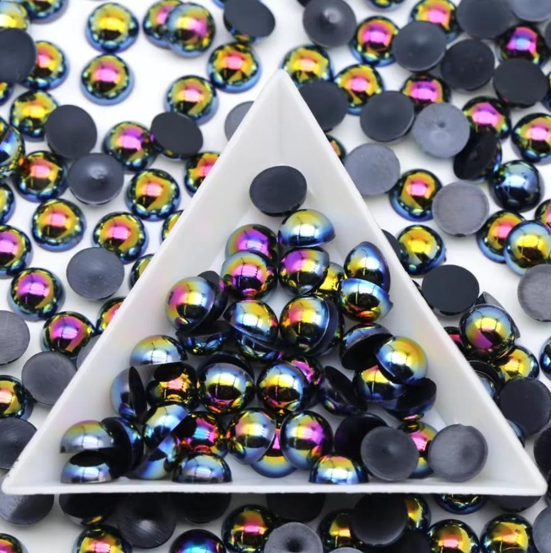 NEW-- Black AB (jet AB) Half Round Flat Back Bead Pearls - Etsy