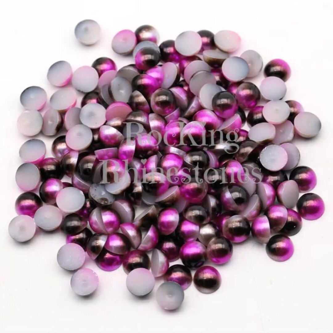 NEW- Magenta Mocha Flat Back Half Round Bead Pearls - Etsy