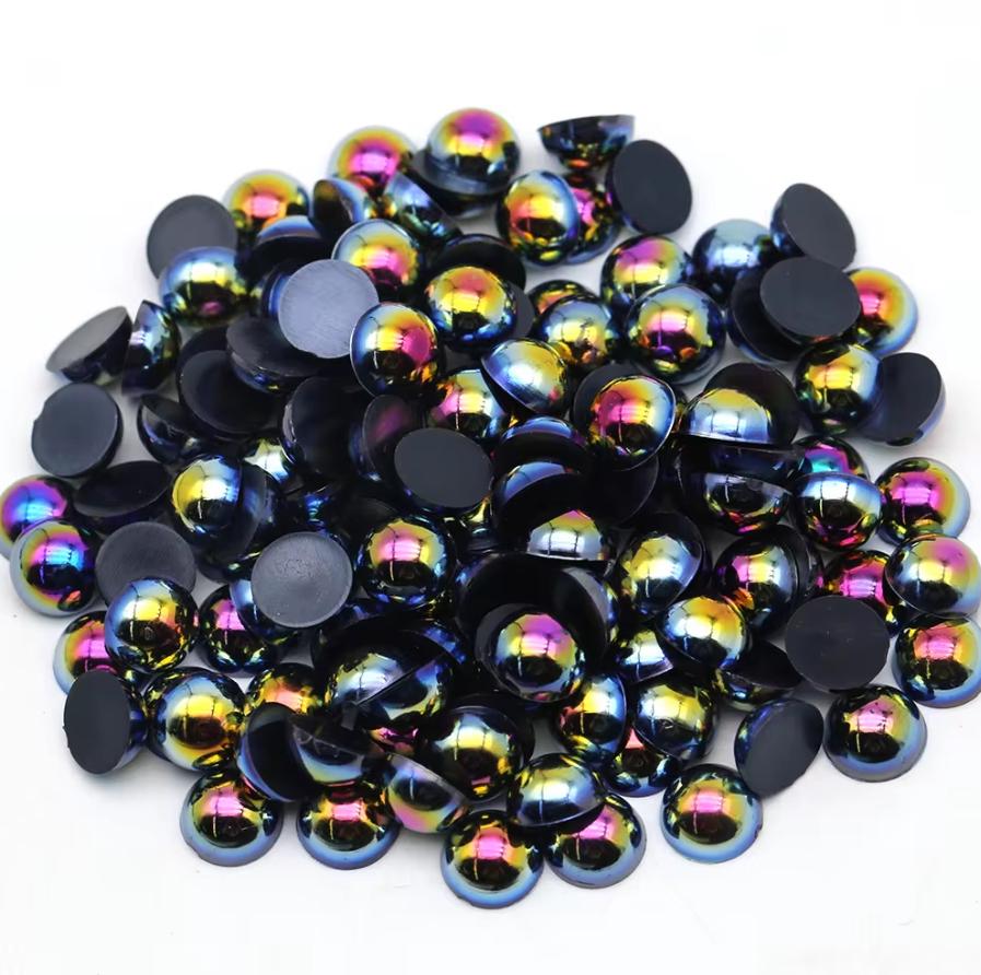 NEW-- Black AB (jet AB) Half Round Flat Back Bead Pearls - Etsy