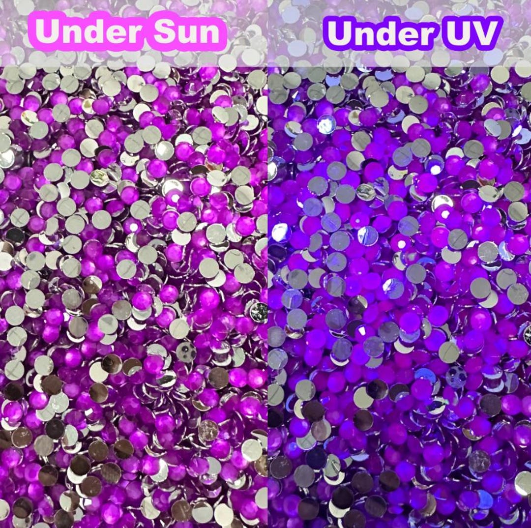 New*neon Purple Glow Under UV Light Fluorescent Resin Rhinestones - Etsy