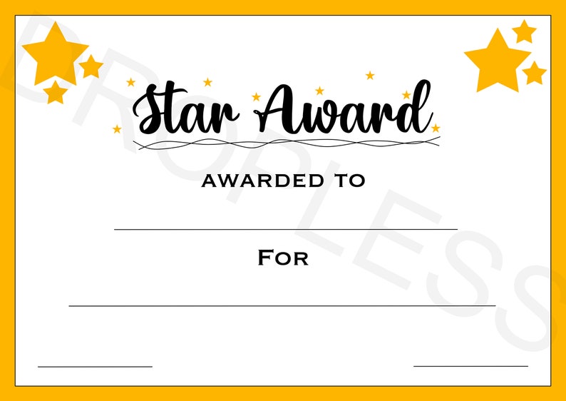 Star Award | Certificate | Achievement | Congratulations | Well Done ...