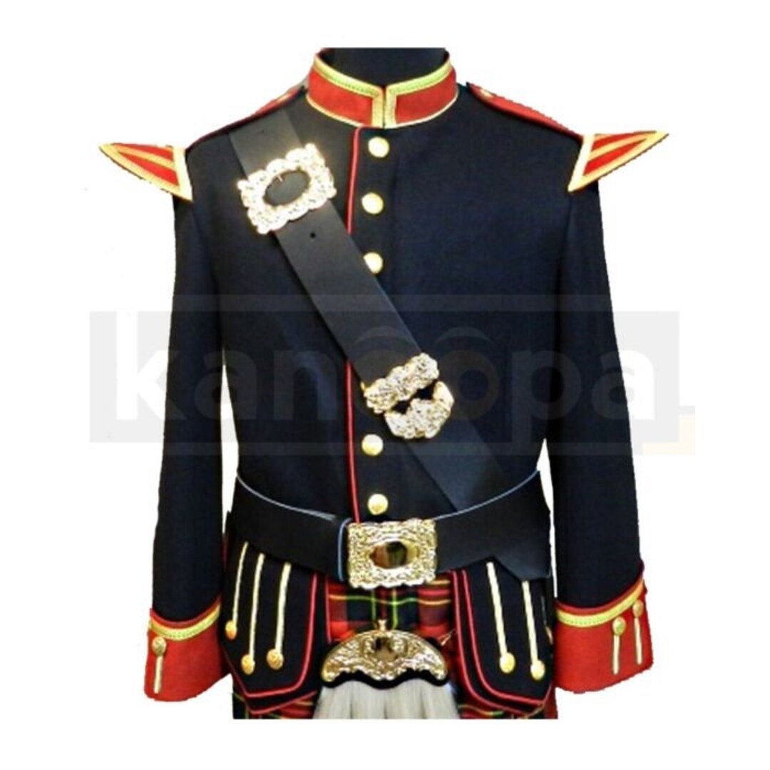Men's Bagpiper Jacket Melton Wool in Black Color With Red - Etsy