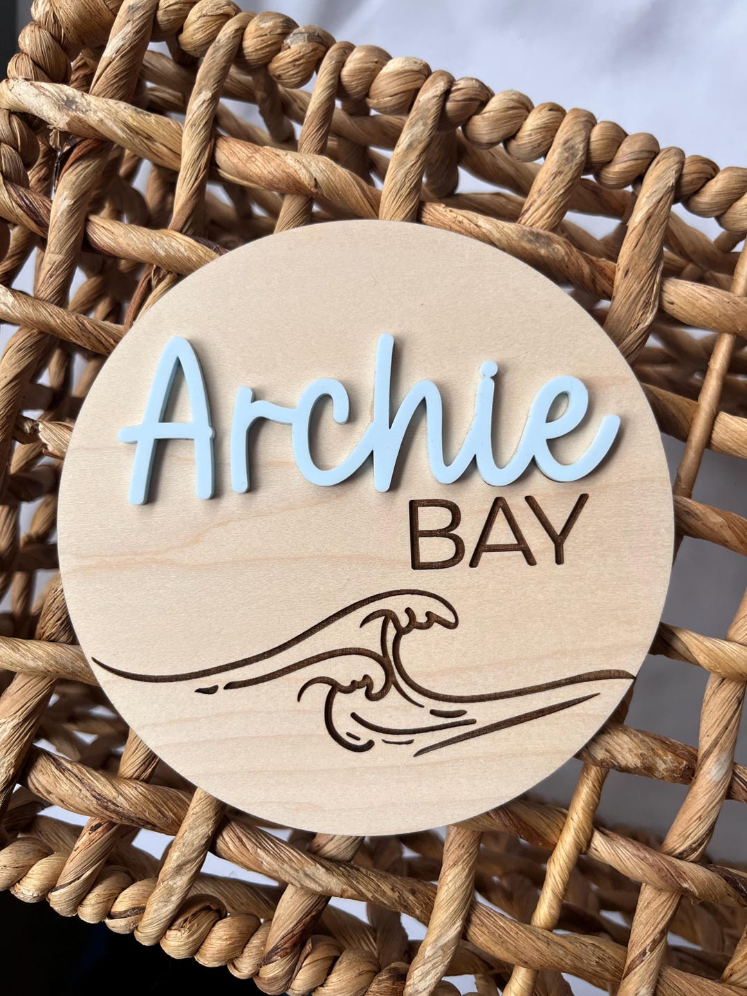 Wave Baby Name Sign, Birth Announcement Sign, Baby Name Sign, Hospital ...