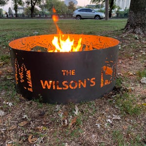 Custom Heavy Duty Metal Fire Pit Ring, Mystical Fire Ring, Personalized ...