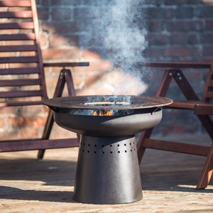 Fire Pit With BBQ Griddle Plate, Hearth for Cauldron With Frying ...