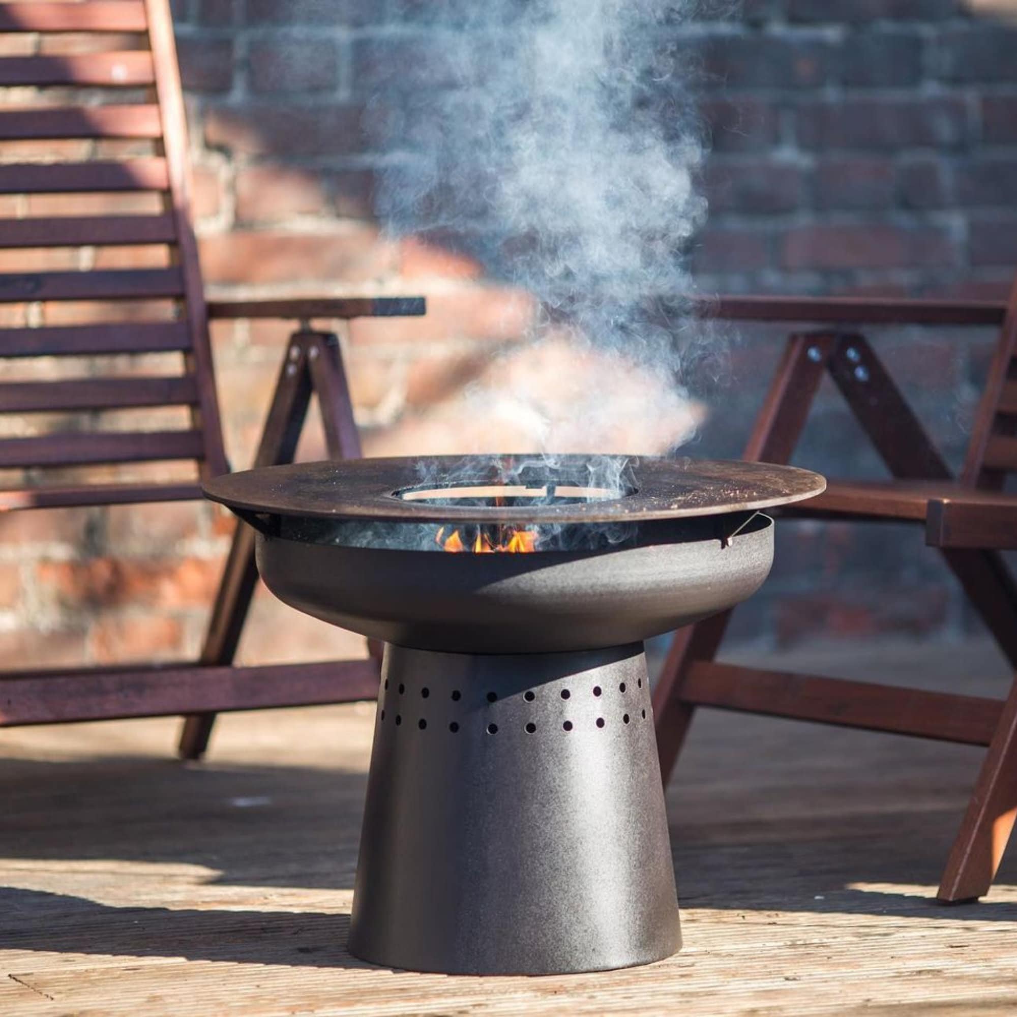 Fire Pit With BBQ Griddle Plate, Hearth for Cauldron With Frying ...