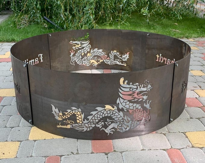 Custom Heavy Duty Metal Fire Pit Ring, Mystical Fire Ring, Personalized ...