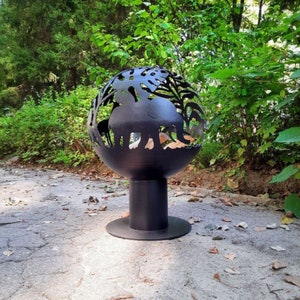 Globe Fire Pit 20" Jungle Animals for Outdoor Entertaining, Plasma Cut ...
