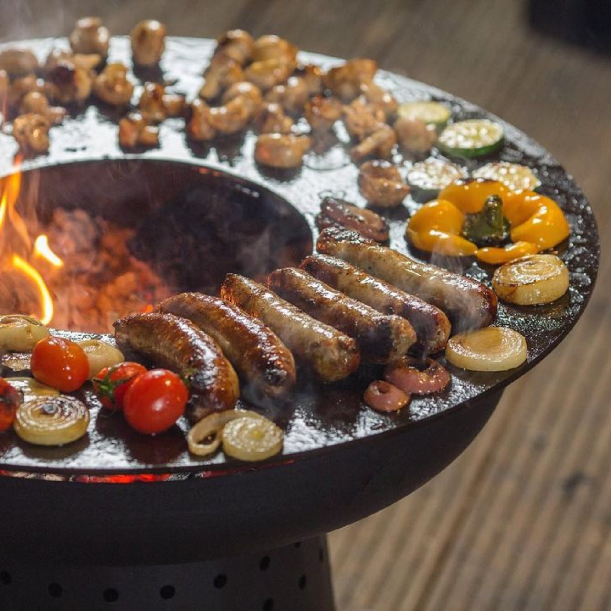 Fire Pit With BBQ Griddle Plate, Hearth for Cauldron With Frying ...