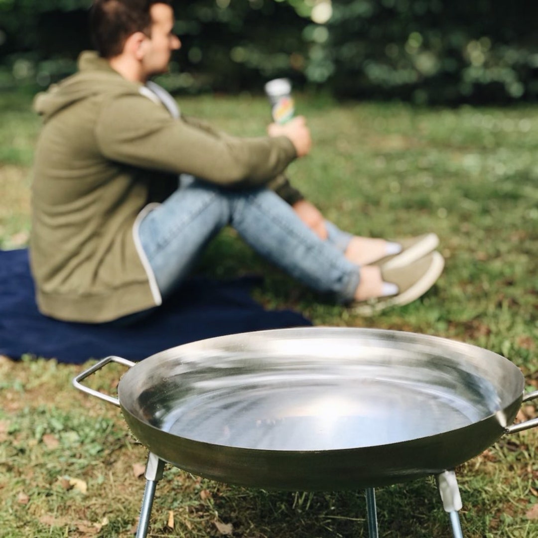 Stainless Steel Cowboy Wok 18 Camp Fire Skillet BBQ Wok Carbon Steel ...