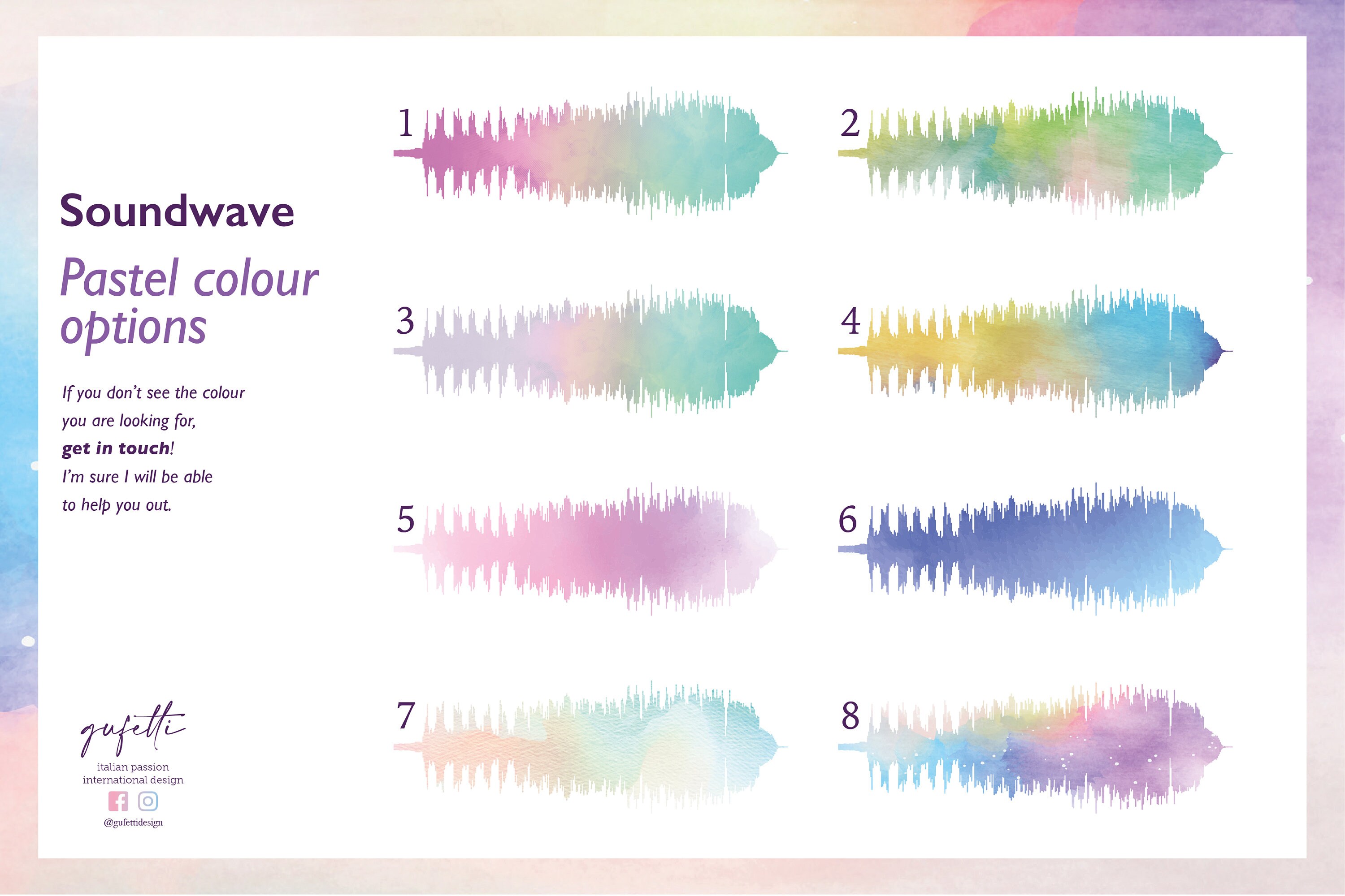 Sound wave Design print pastel gradient | Etsy