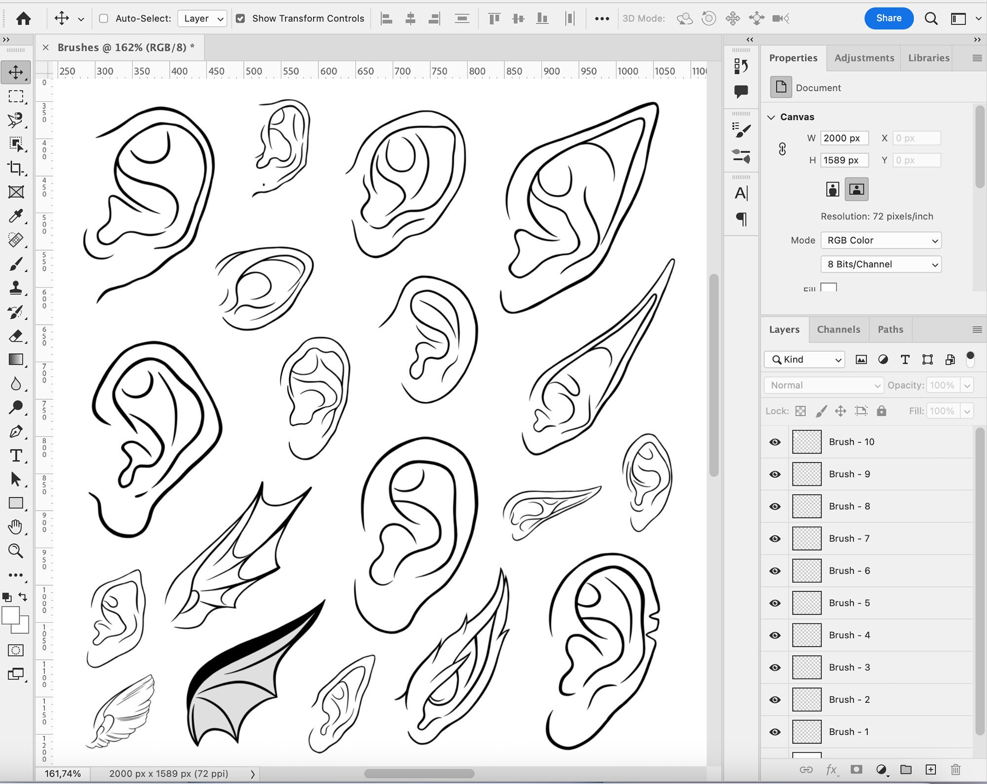 30 Photoshop Ears Brushes, Adobe Fresco People Face Brush, Ears Stamp ...