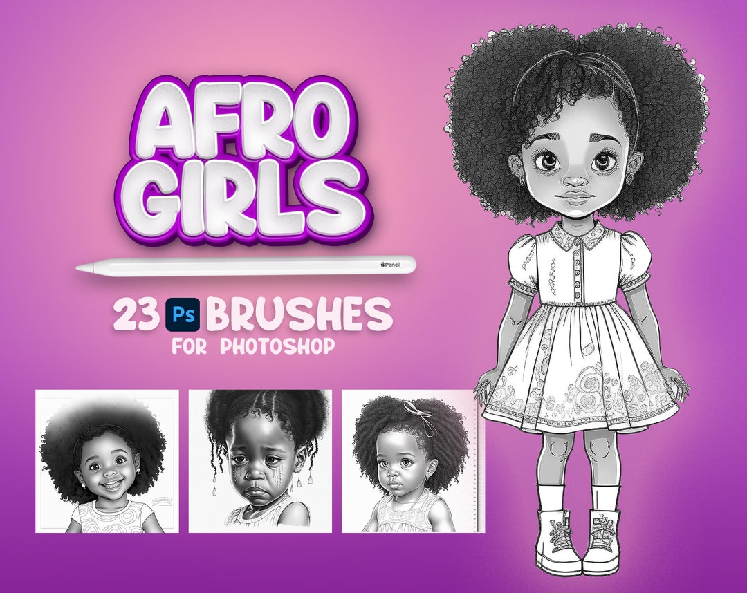 23 Photoshop Afro Little Girls Brushes, Fresco African Girls Brush ...